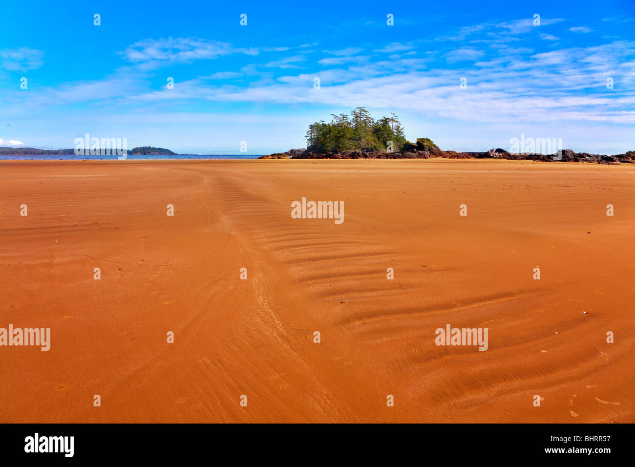 Orange sandy ocean beach on island Vancouver on a midday Stock Photo ...