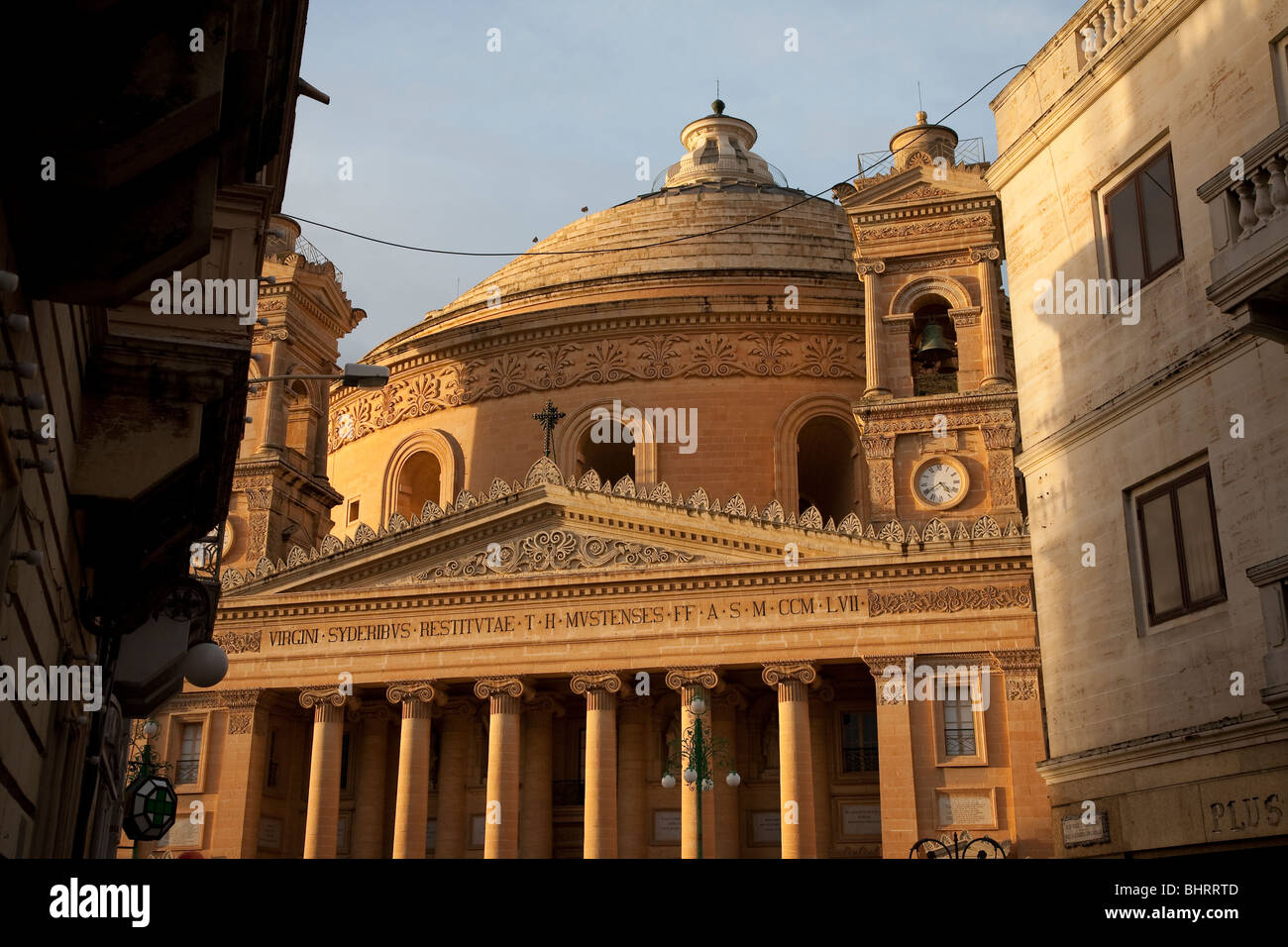 The Mosta Dome at Rotunda Square, Malta. The Church was hit with a bomb ...