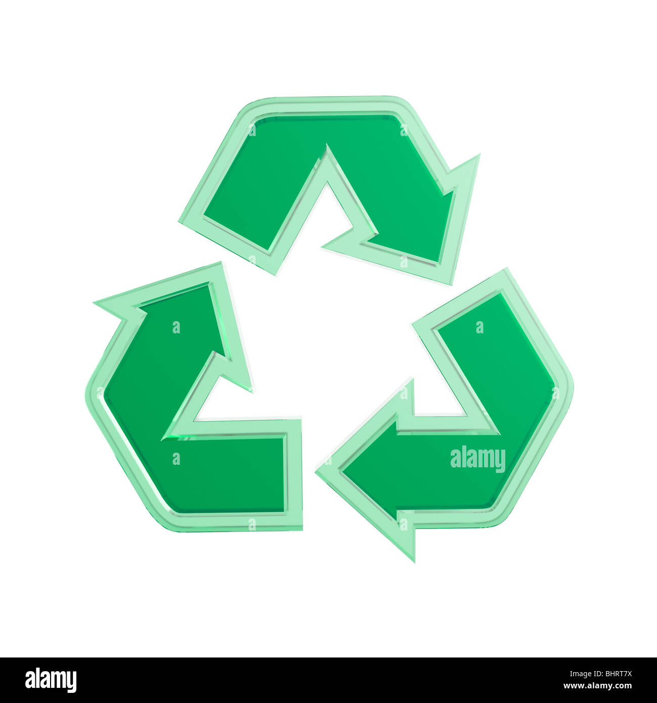 Green translucent recycling sign 3D illustration isolated on white ...