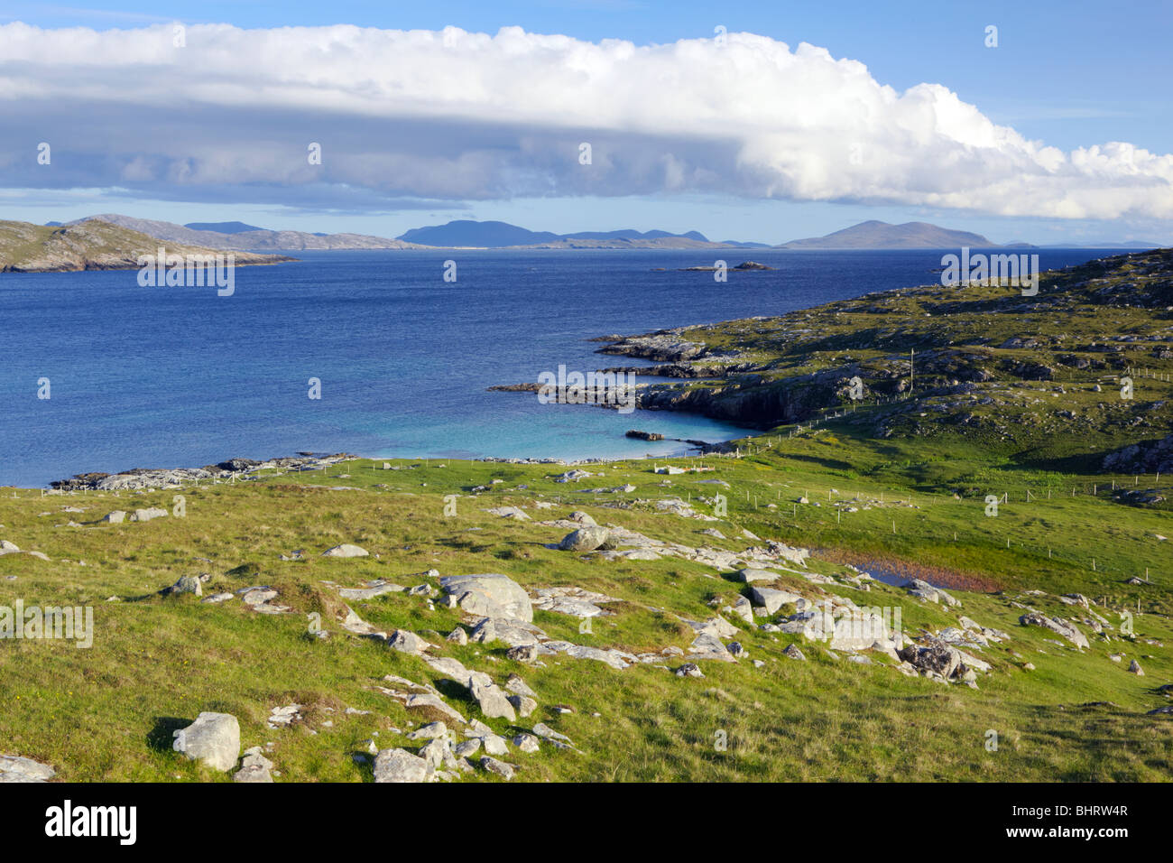 View to Taransay and South Harris, Outer Hebrides Stock Photo - Alamy