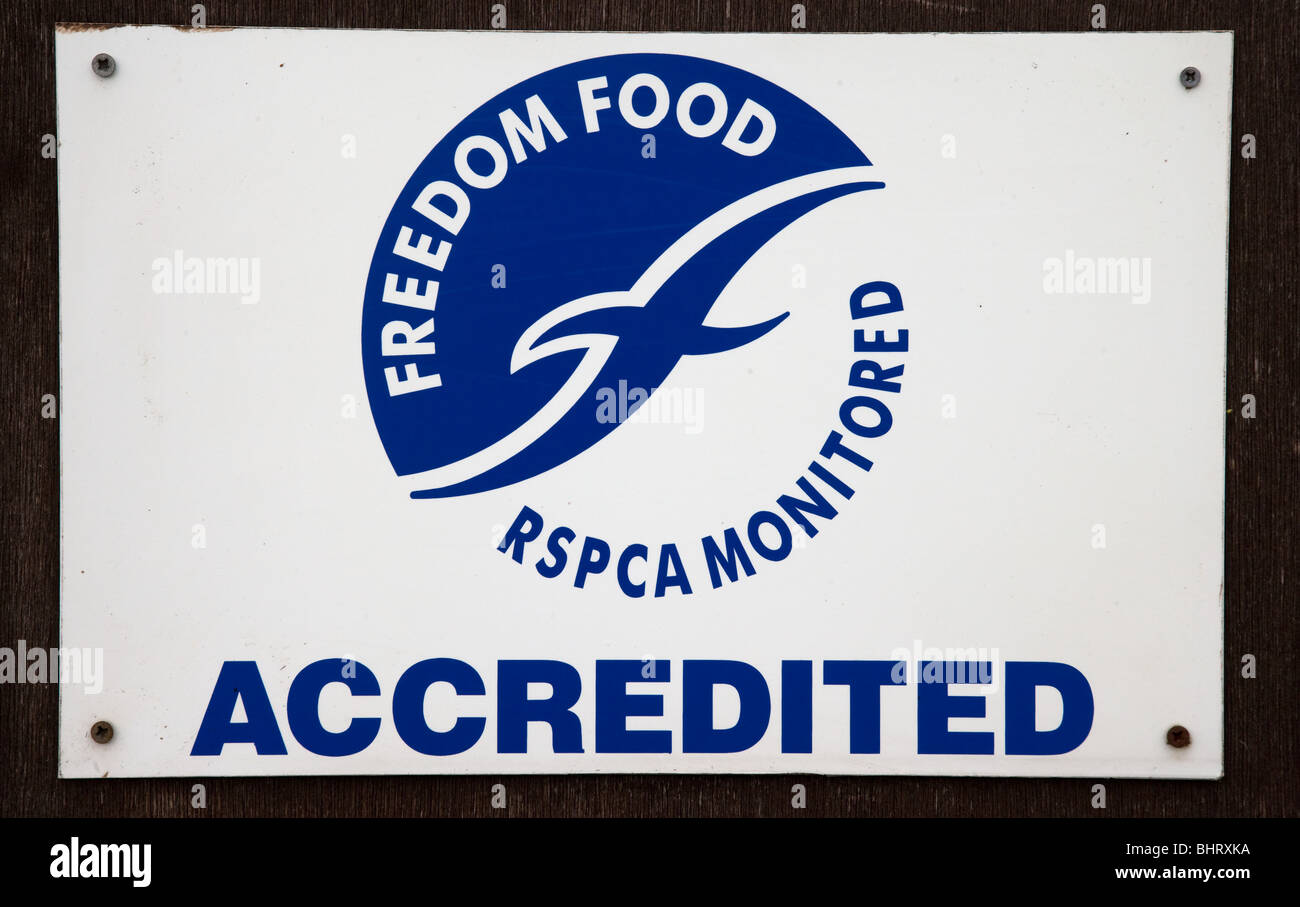 RSPCA Freedom Food Sign On A Free Range Poultry Farm Stock Photo - Alamy