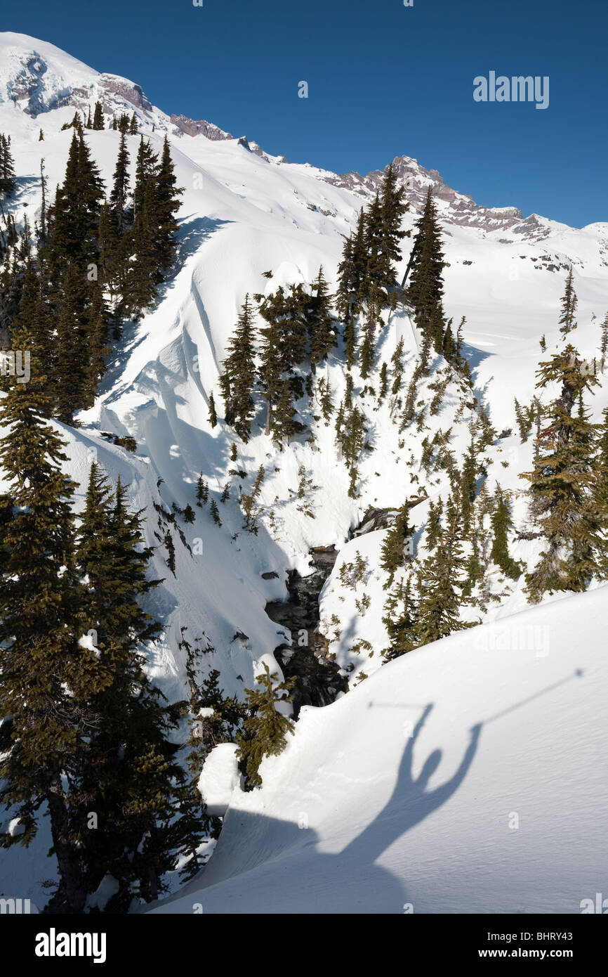 Skier's Shadow on Mazama Ridge, Mount Rainier National Park, Washington ...