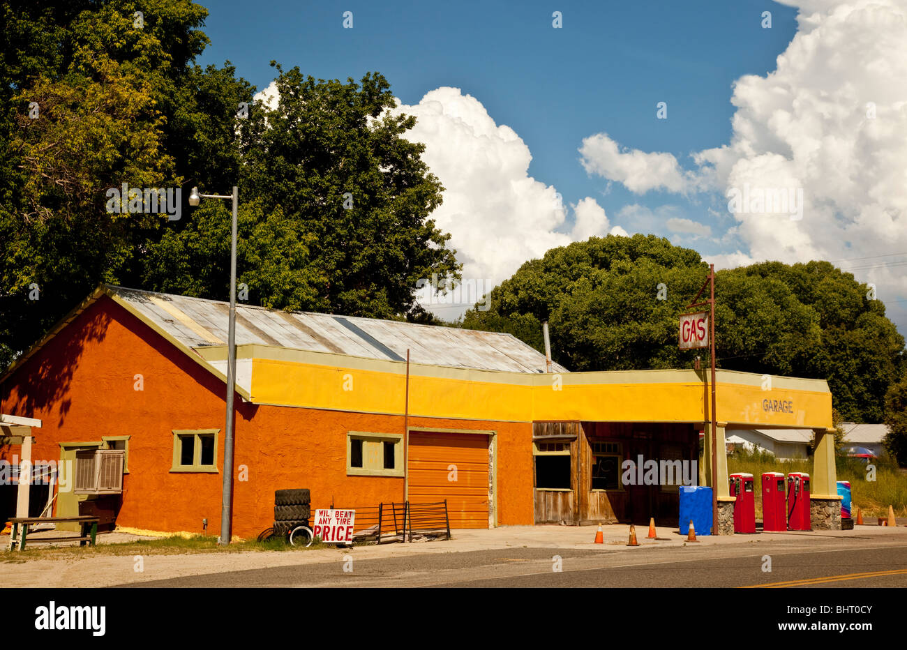 An old fashioned gas station on a back road in rural Arizona near Skull ...