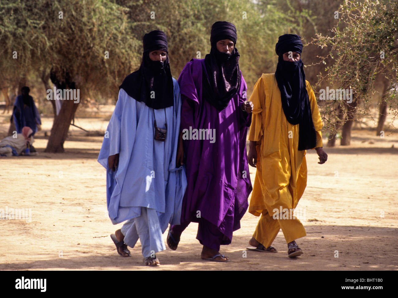 Akadaney, Central Niger, West Africa. Fulani Nomads. Men Walking ...
