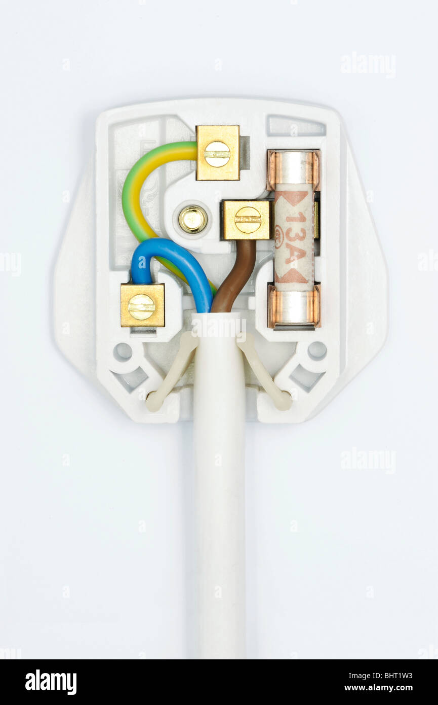 A plug showing the wiring inside Stock Photo - Alamy
