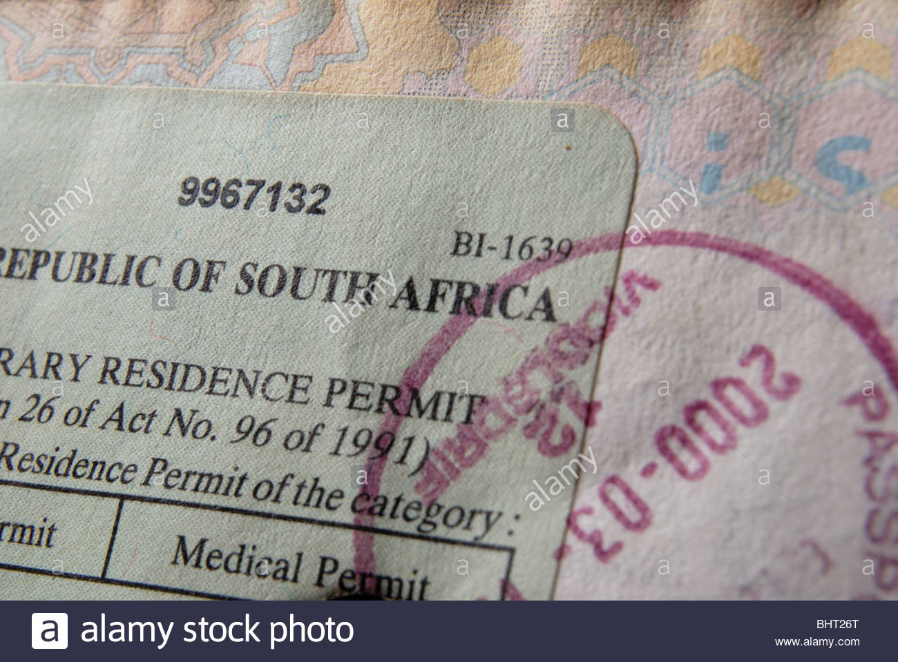 South African Passport Stamp Stock Photos & South African Passport ...