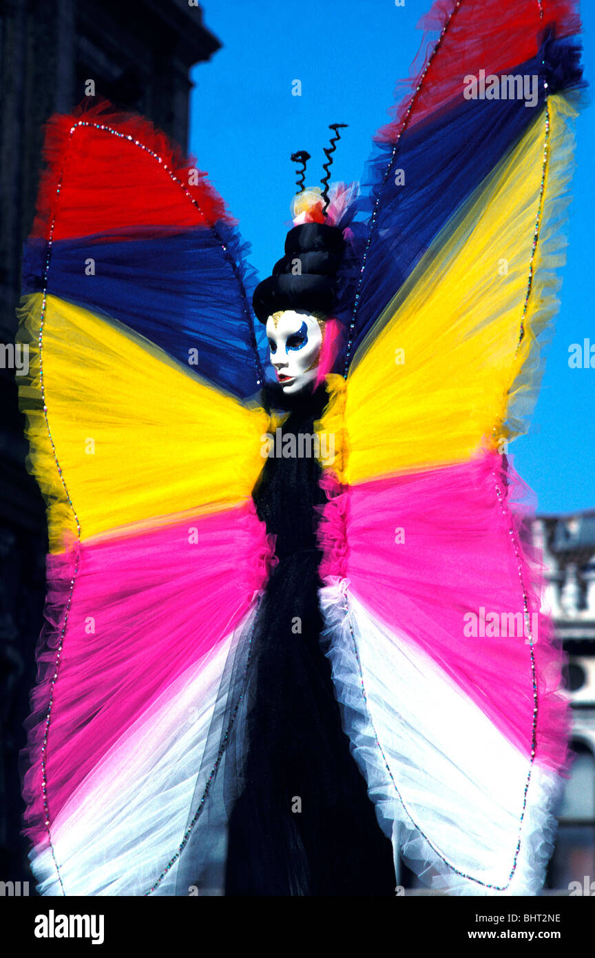 Multi coloured butterfly costume at the Venice Carnival Stock Photo - Alamy