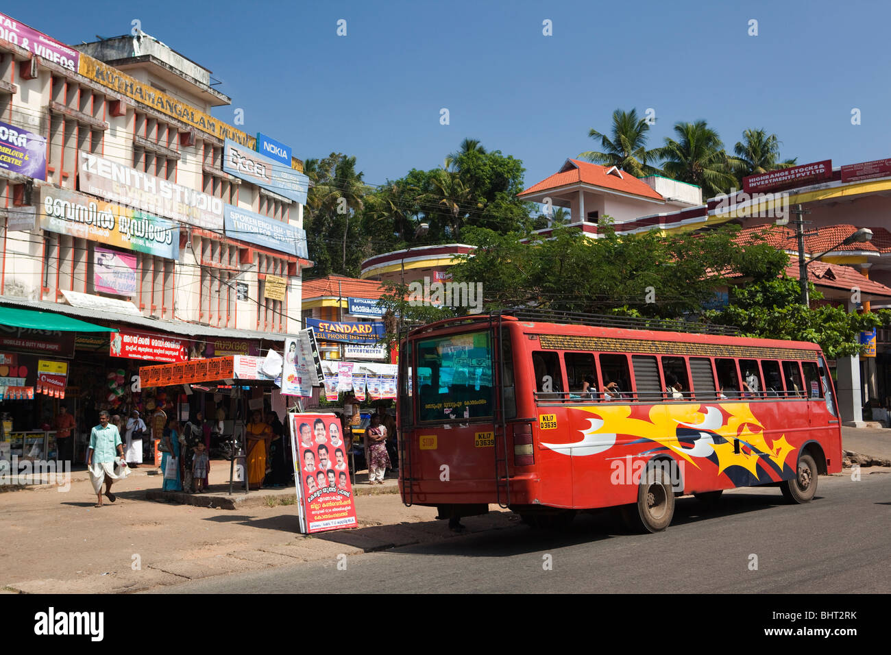 India, Kerala, Kothamangalam village bus stand Stock Photo - Alamy