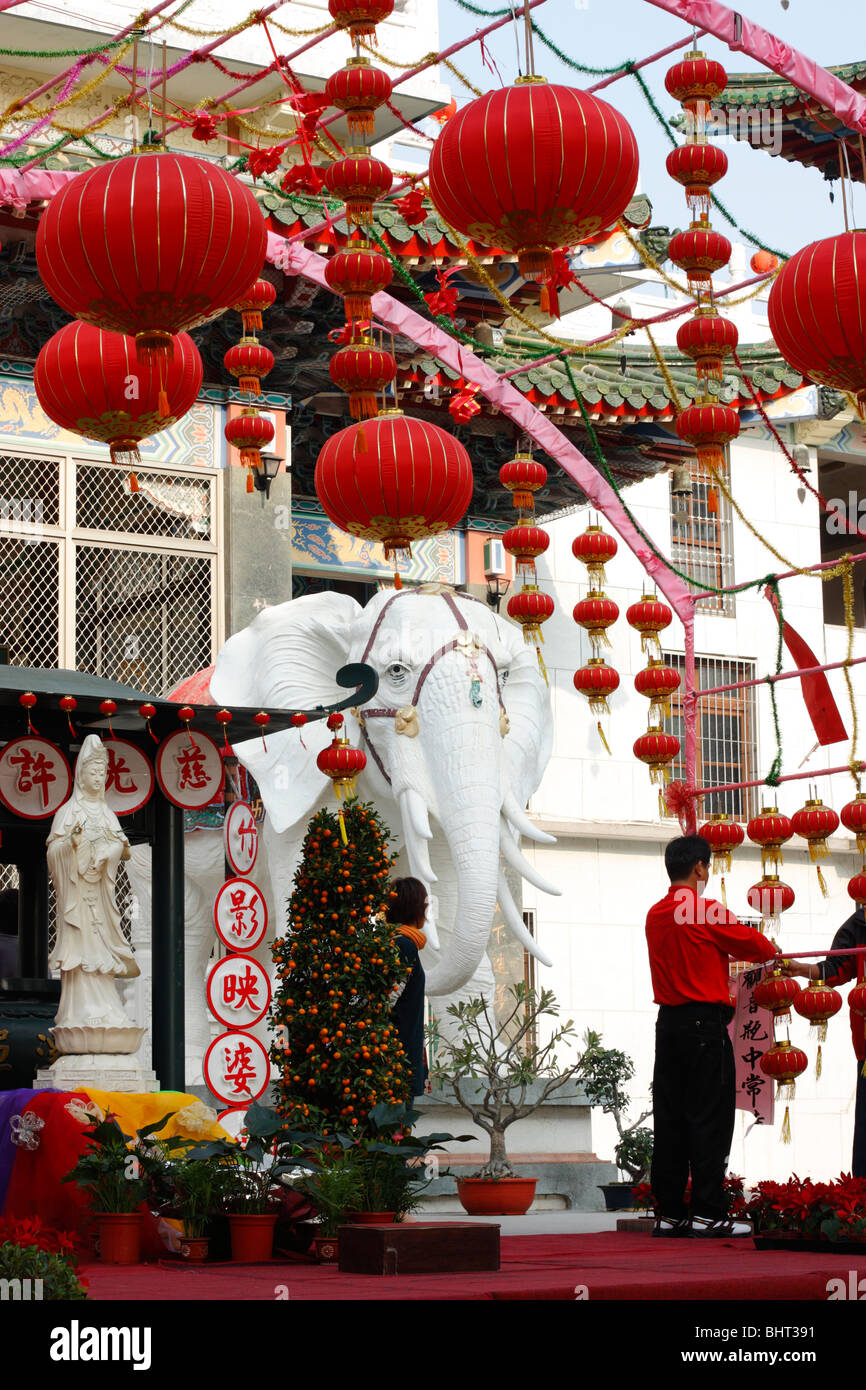 Chinese New Year decorations at Zhu Xi Buddhist Temple and monastery in ...