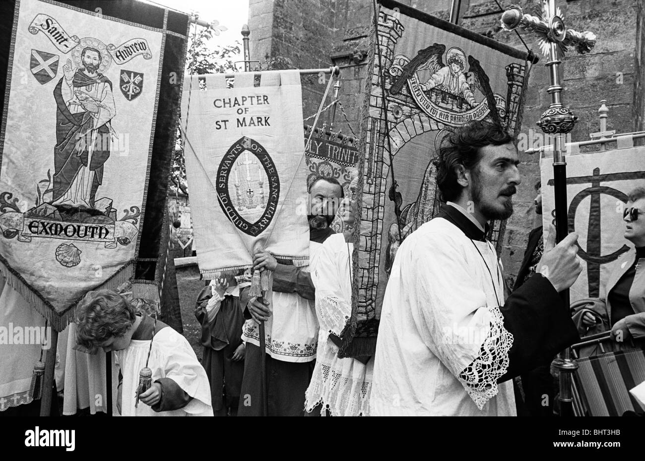 Anglican pilgrims ready for a procession through the ancient Christian ...