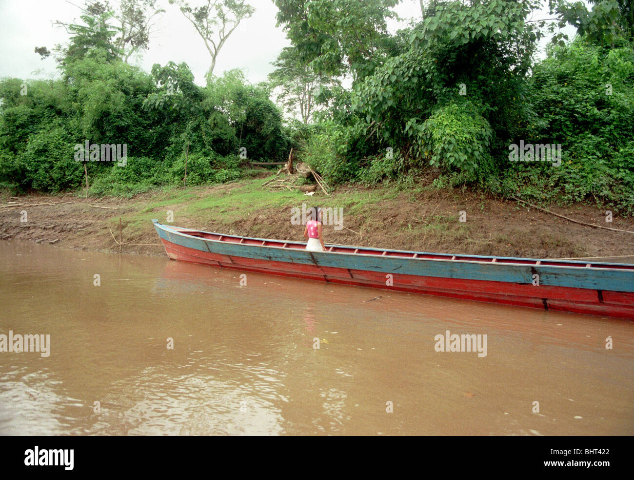 Girl in canoe on the Peruvian Amazon River Stock Photo - Alamy