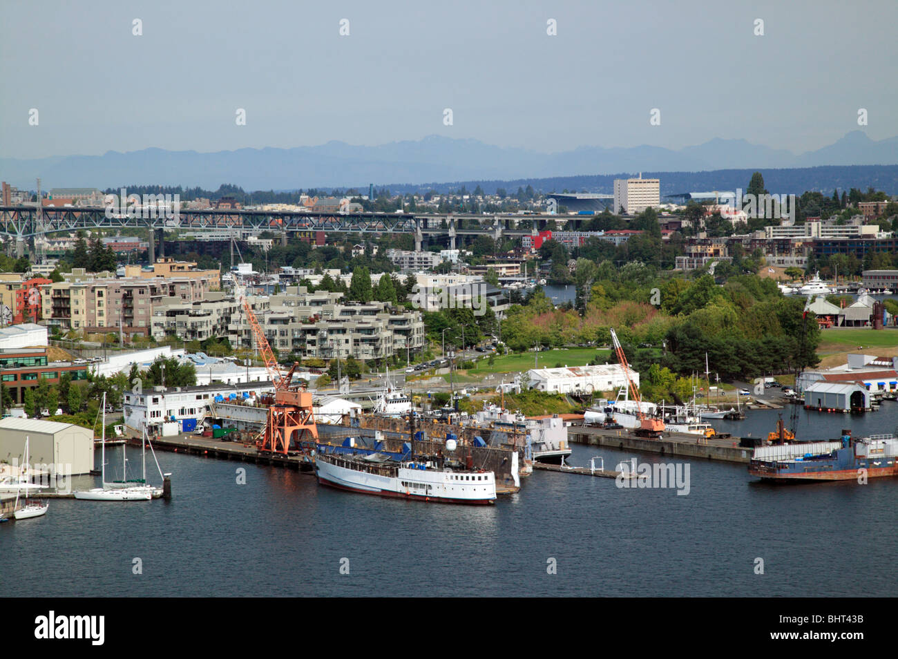 An arial view of the North West section of Lake Union Stock Photo - Alamy