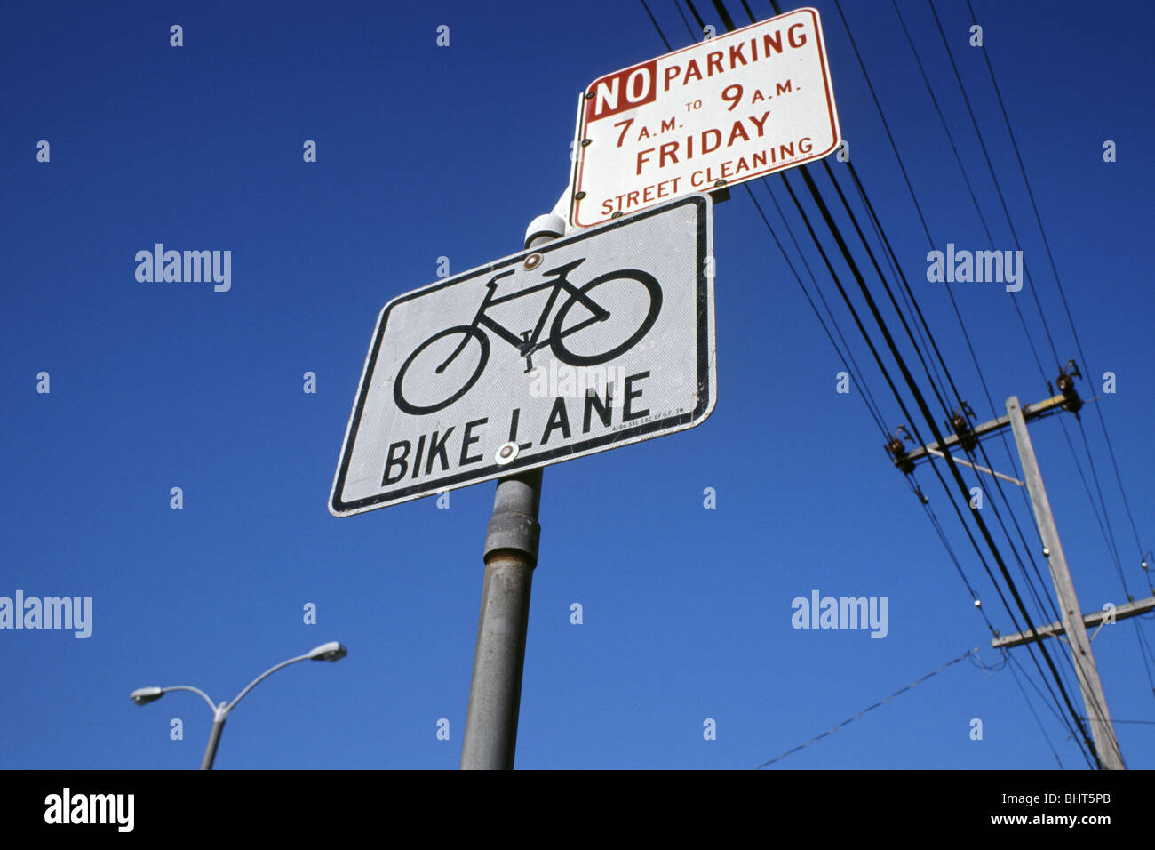 bike lane and parking signs Stock Photo - Alamy