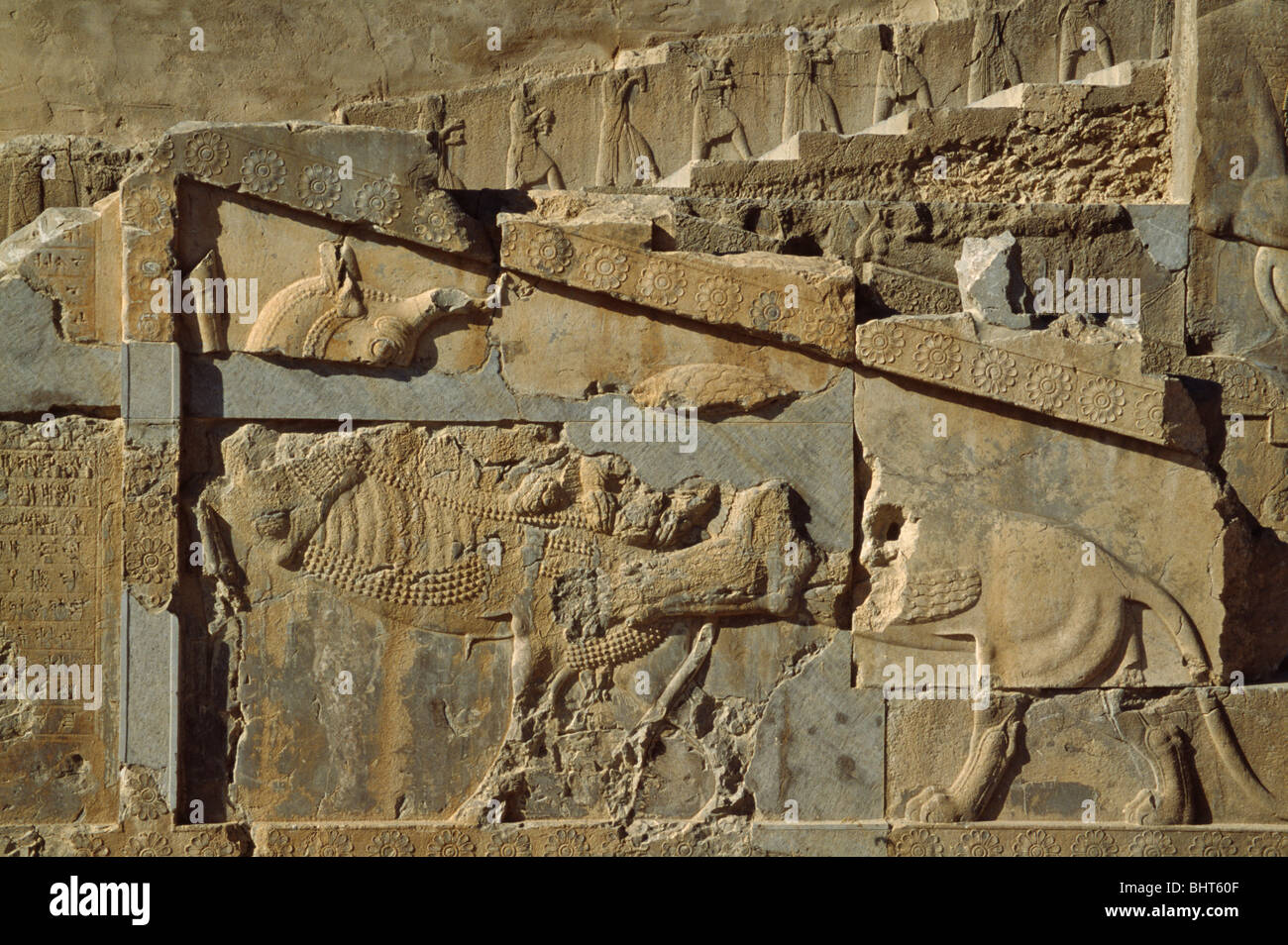 Bas relief figures at the Apadana Palace, Persepolis, Iran Stock Photo ...
