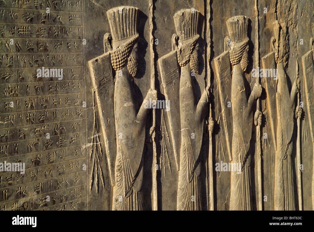 Relief sculpture of figures at Apadana Palace, Persepolis, Iran Stock ...