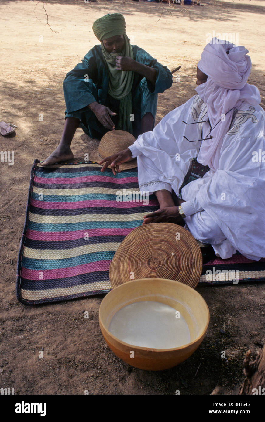 Akadaney, Central Niger, West Africa. Fulani Nomads. Two Men Talking ...