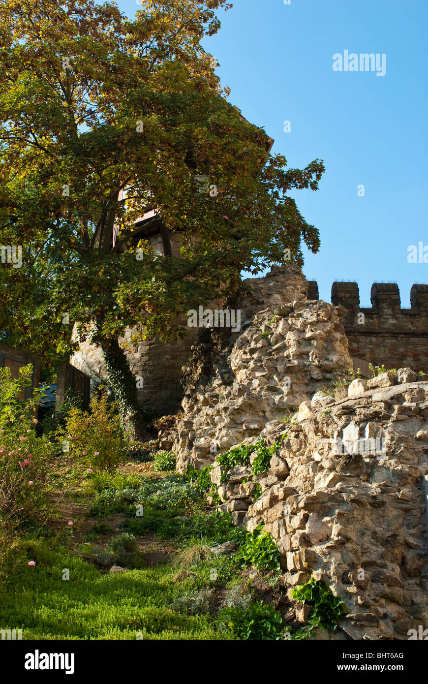 Römertor (Roman Gate) and roman tomb stone, Wiesbaden, Hessen, Germany ...