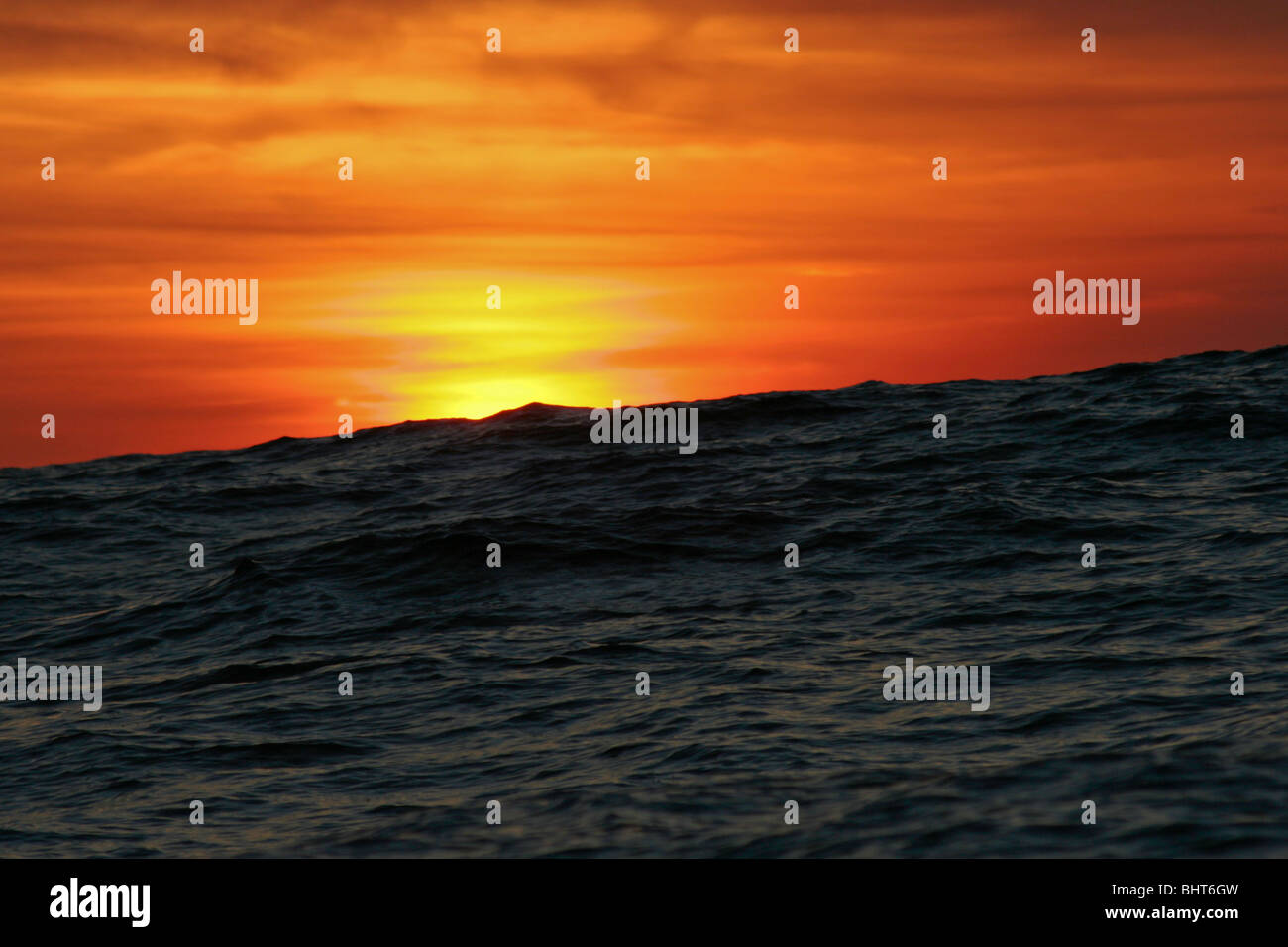 Offshore Sunset in big Atlantic waves from Hurricane Florence Stock ...