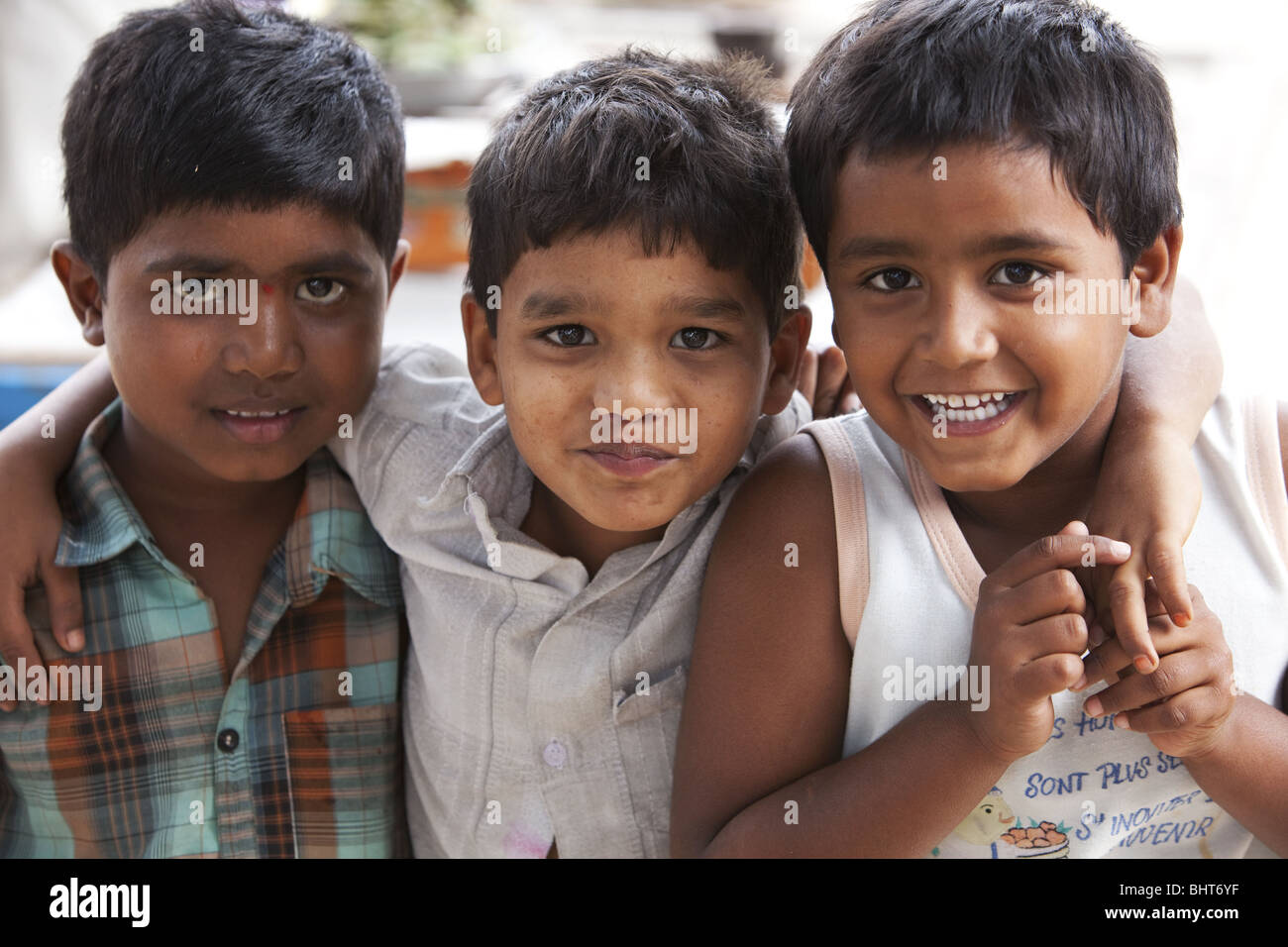 Three Indian Kids Stock Photo - Alamy