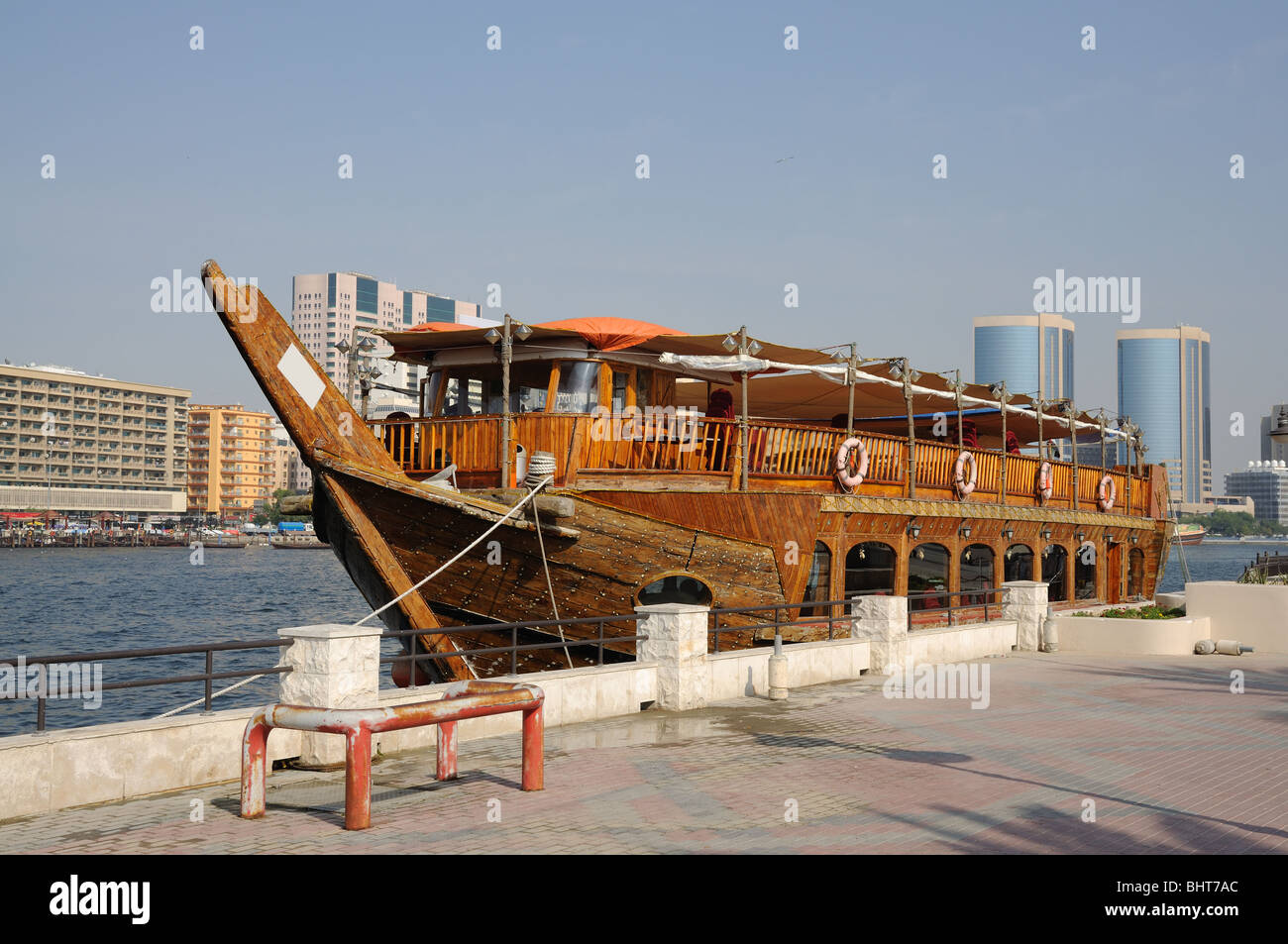 Traditional arabic boat at Dubai Creek, United Arab Emirates Stock ...