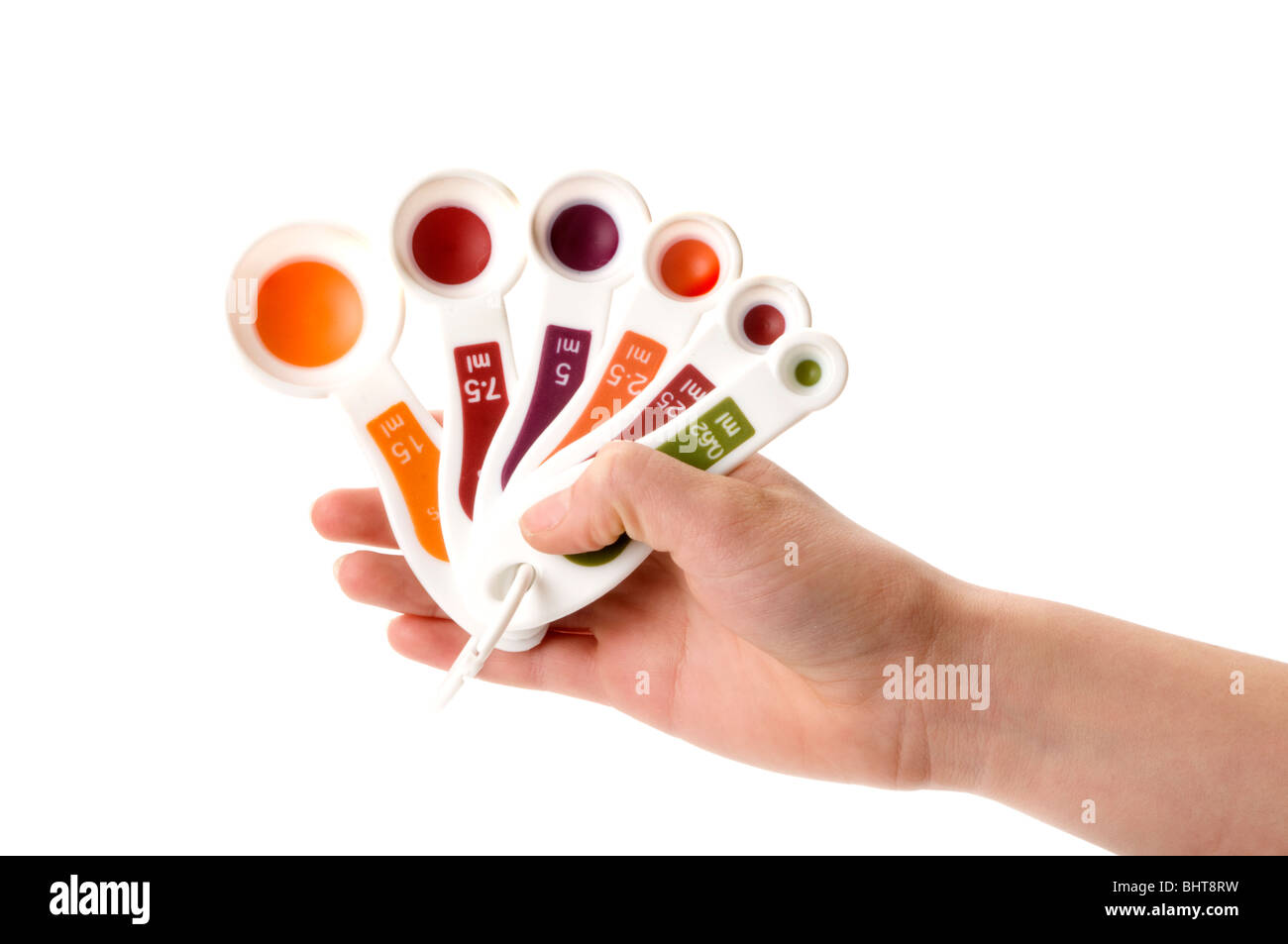 hand with measuring spoons Stock Photo - Alamy