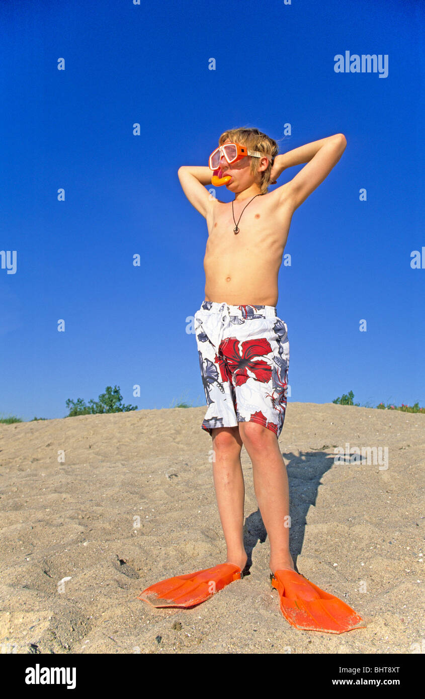 portrait of a young boy at a beach Stock Photo - Alamy