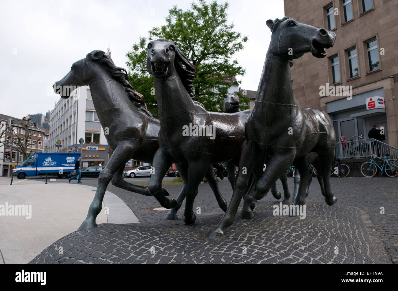 statue of horses running Aachen Germany Europe Stock Photo - Alamy