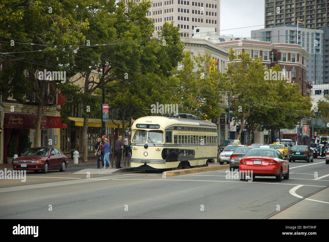 PCC trolley car on Market Street in San Francisco, California USA Stock ...