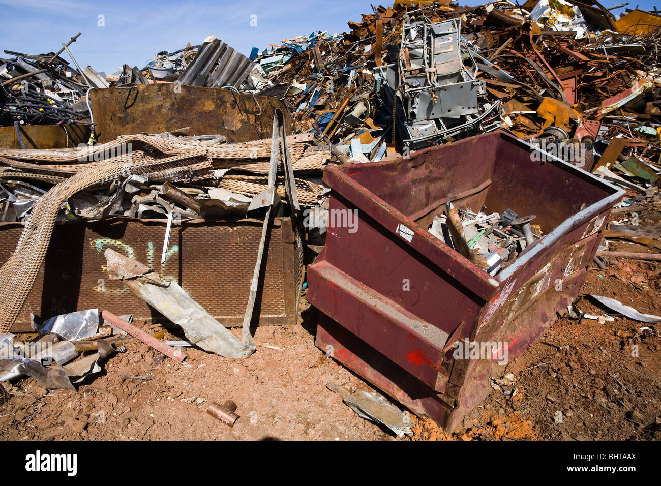 Various junk metal, at scrap metal yard Stock Photo - Alamy