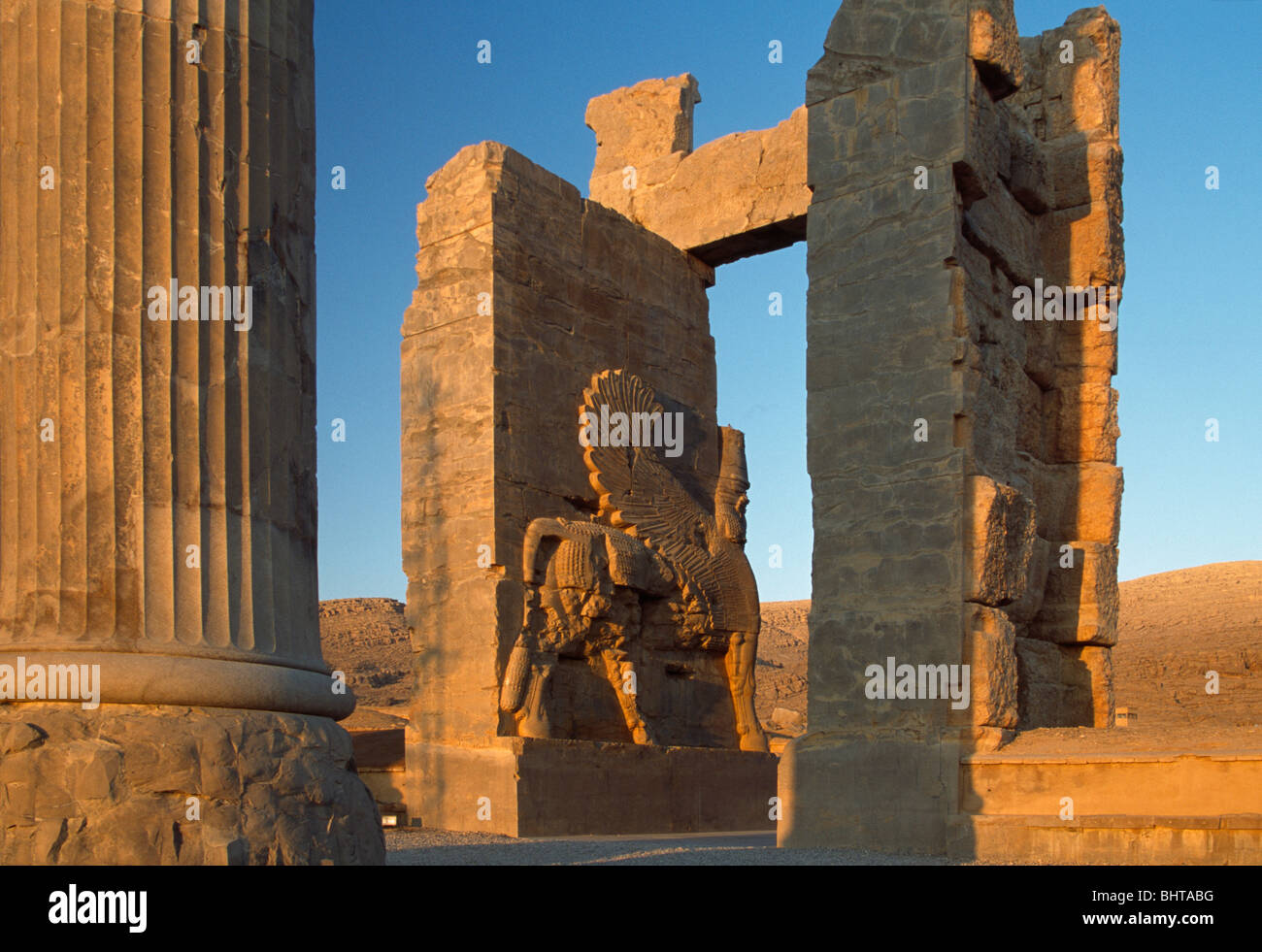 Xerxes' Gateway at Apadana Palace under sunset, Persepolis, Iran Stock ...