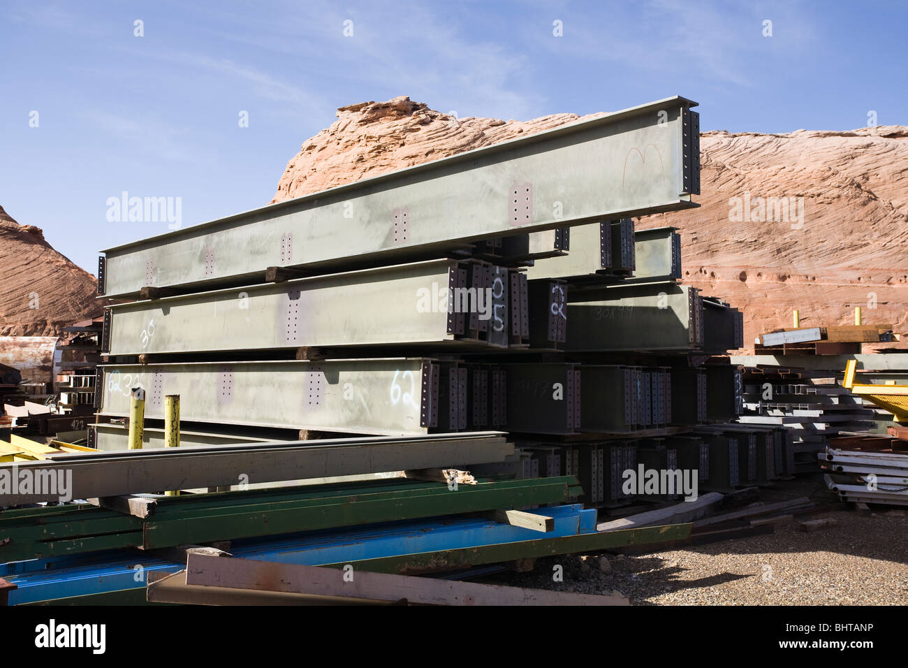 Large metal beams at scrap metal yard Stock Photo - Alamy