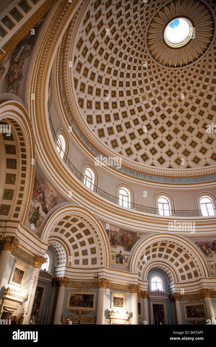 The Mosta Dome at Rotunda Square, Malta. The Church was hit with a bomb ...