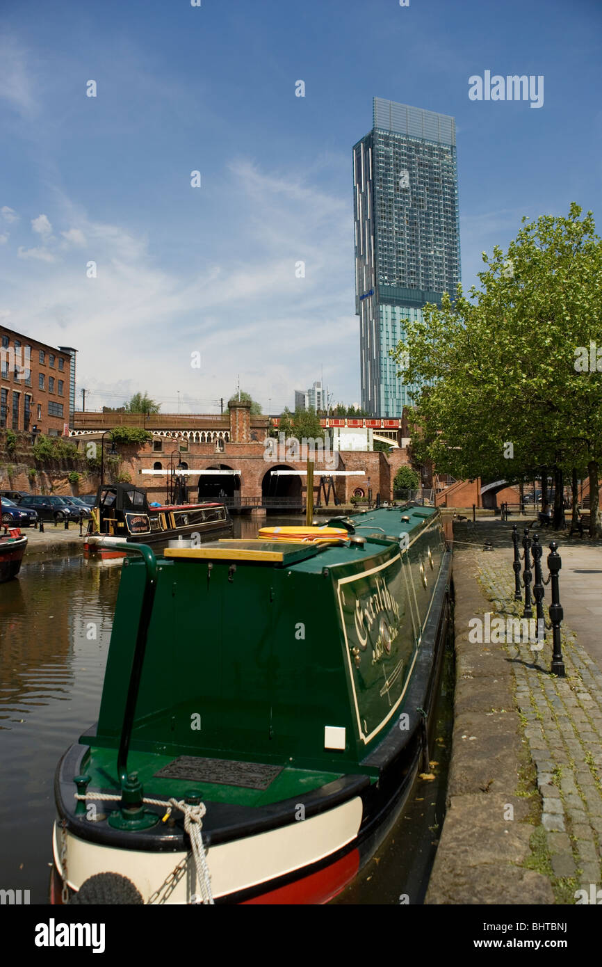Castlefield canal basin and Urban Heritage Park and the Beetham Tower ...