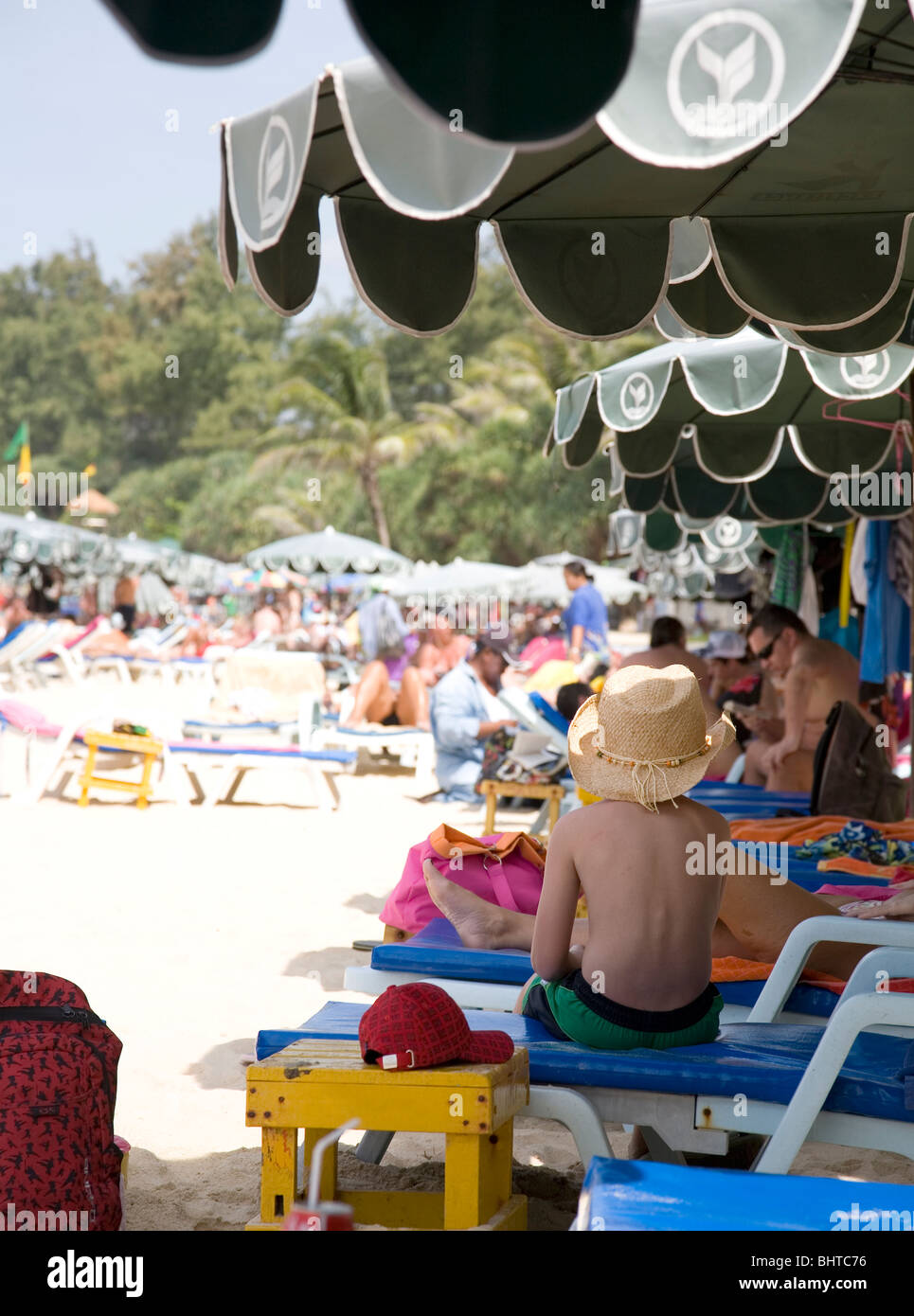 Boy With Straw Hat - Karon Beach Stock Photo - Alamy