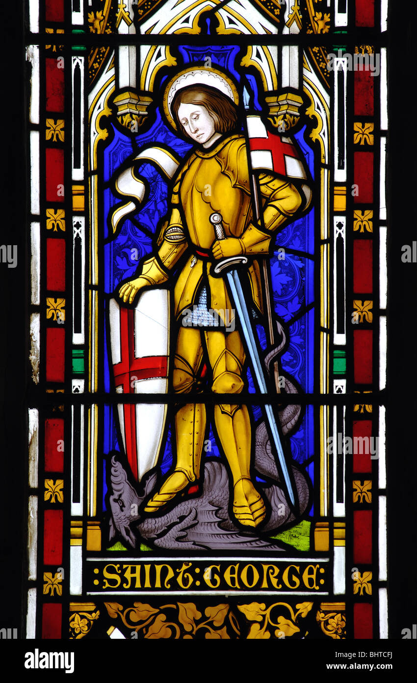 St. George stained glass, All Saints Church, Norton, Northamptonshire ...