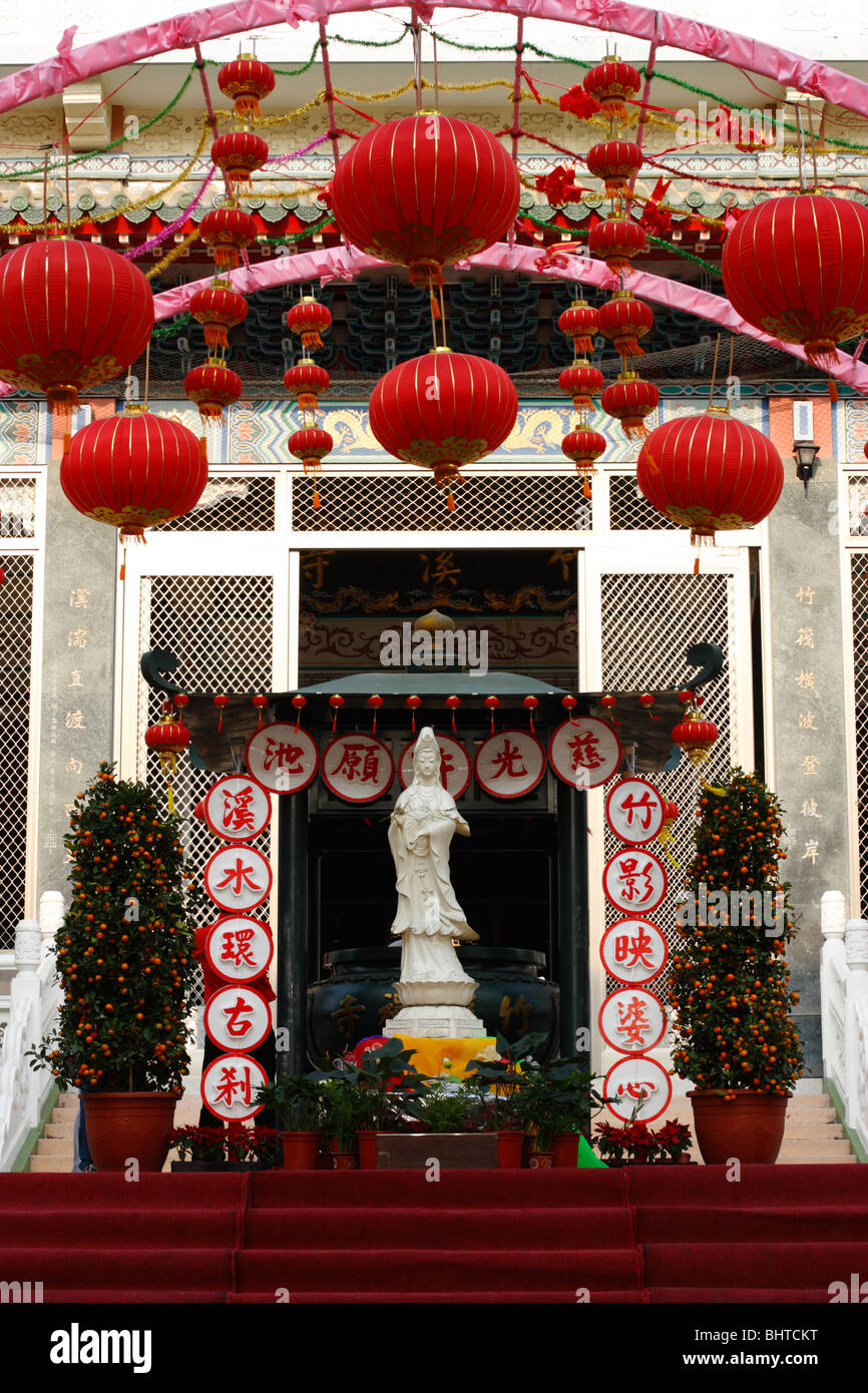 Chinese New Year decorations at Zhu Xi Buddhist Temple and monastery in ...
