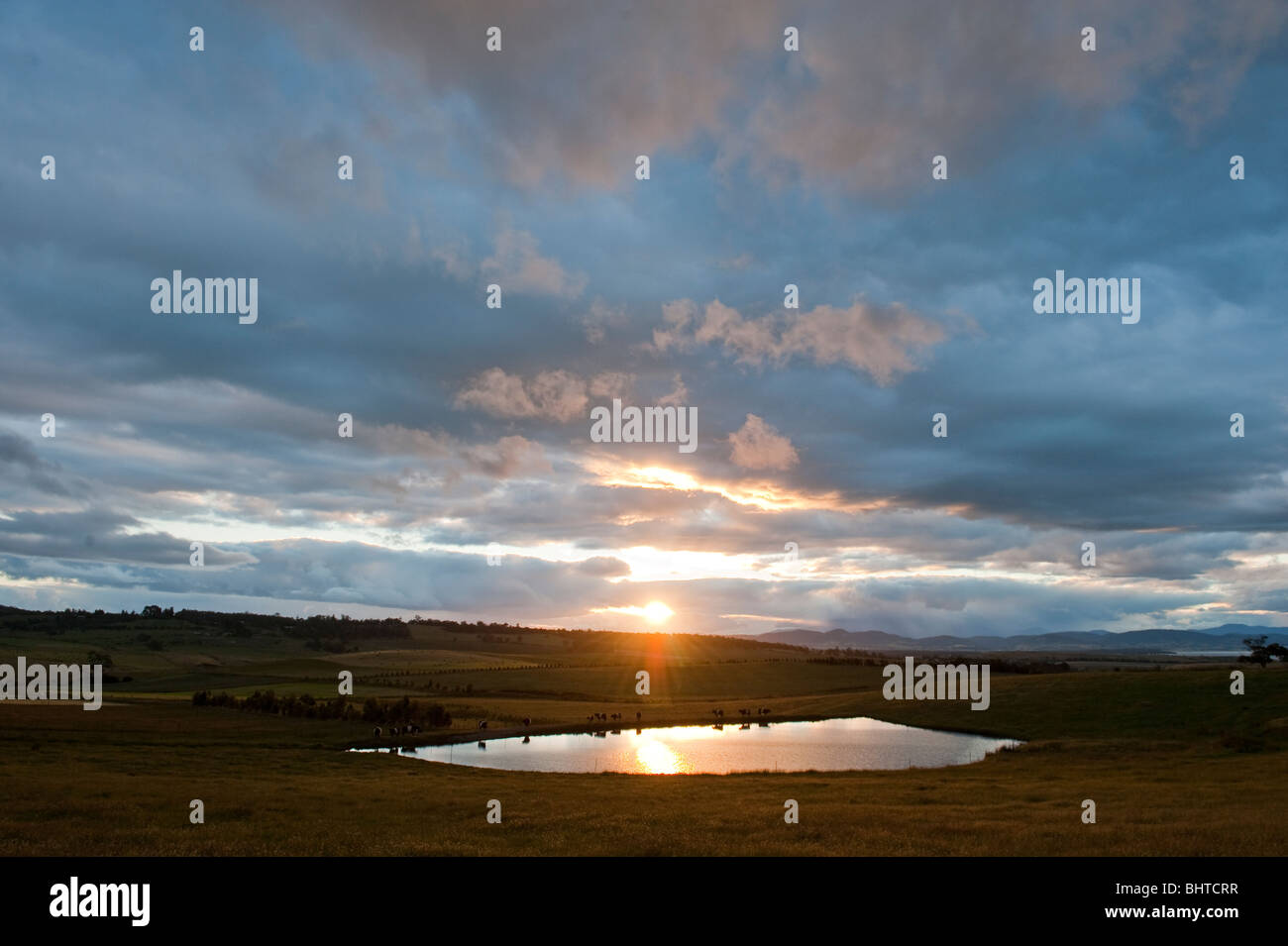 Fantastic Tasmanian Sunset and Landscape Along the A9 Highway towards ...