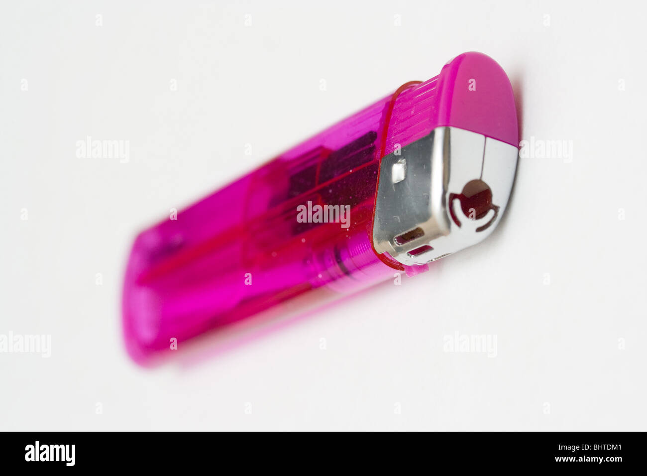 Purple cigarette lighter isolated over white background Stock Photo - Alamy