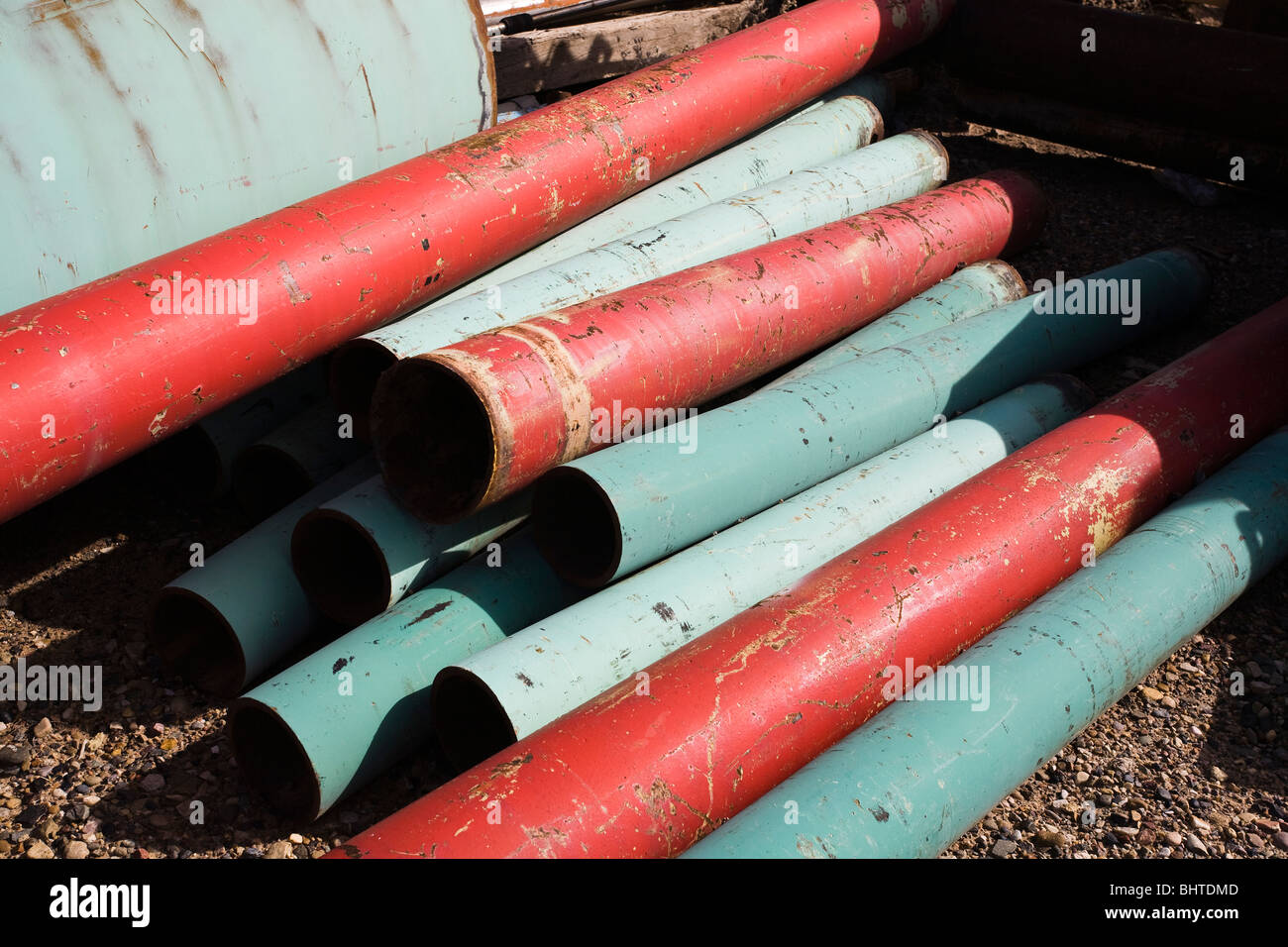 Large used scrap metal pipes, at scrap metal yard Stock Photo - Alamy
