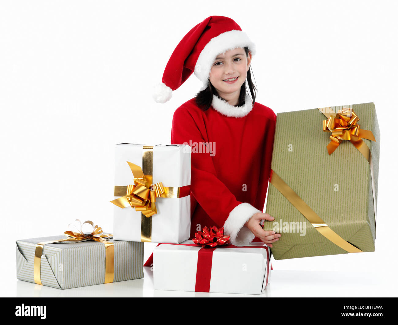 girl with a lot of presents Stock Photo - Alamy