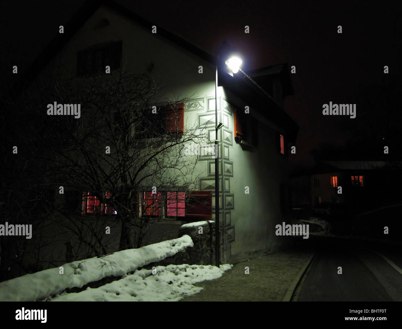 Old-style Grisons house architecture, Triesen LI Stock Photo - Alamy
