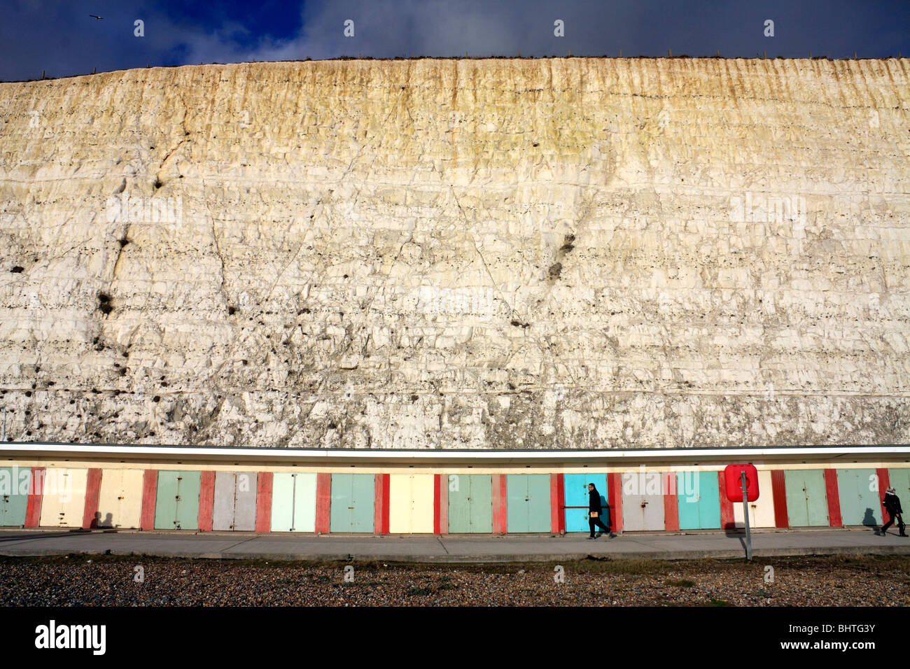 Beach huts on the undercliff walk between Rottingdean and Saltdean East ...