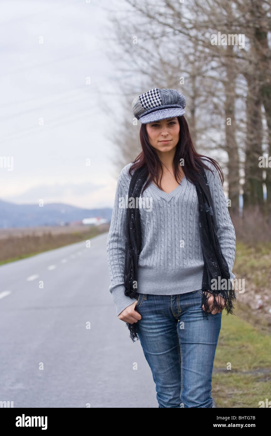Portrait of a pretty woman outdoor Stock Photo - Alamy