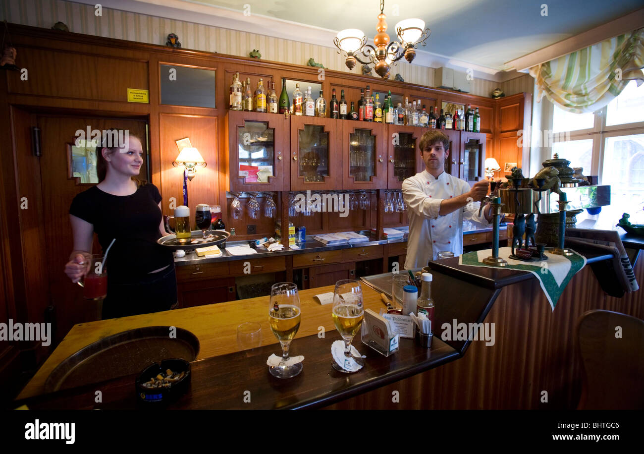 Beerhall and bar in the Nikolaikirch quarter. Berlin, Germany Stock ...