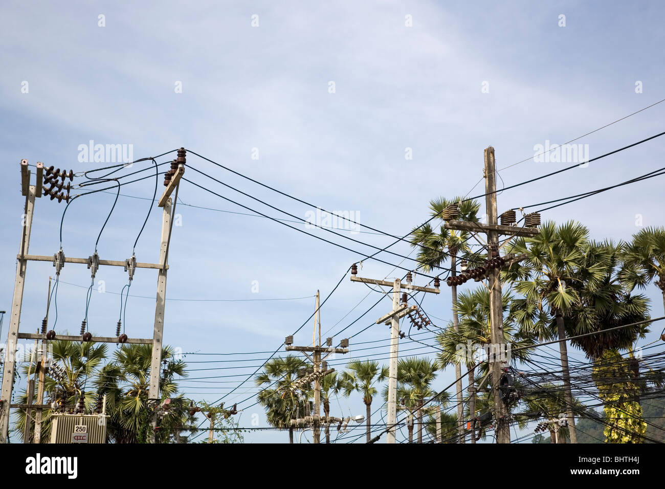 Electricity Power Cables on Phuket - Thailand Stock Photo - Alamy