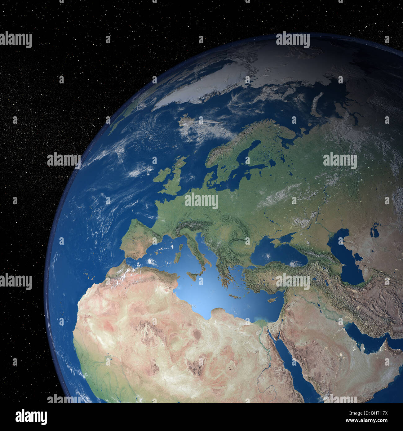 An exceptional quality photo-realistic rendered image of the Earth as ...