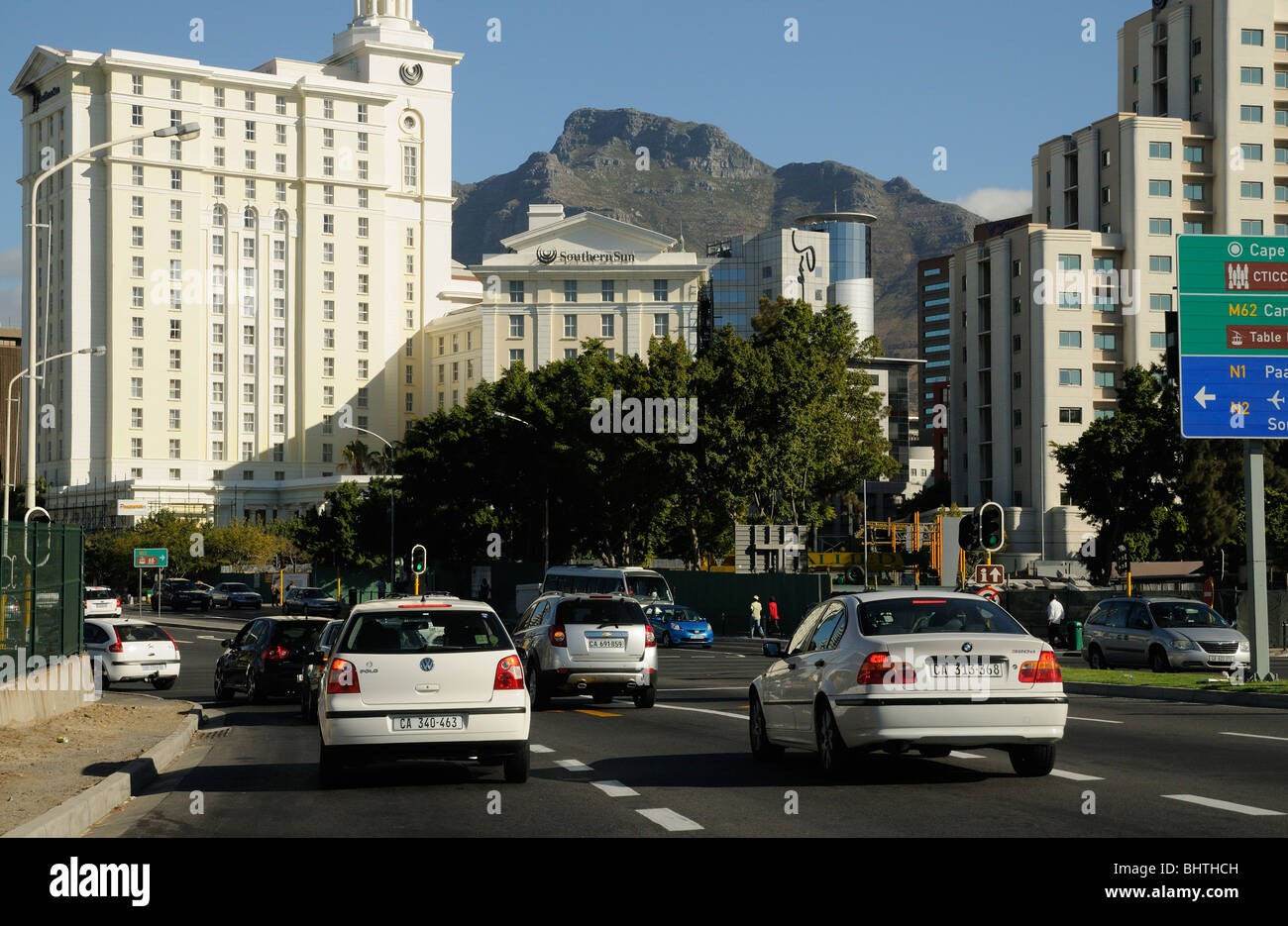 Traffic in Cape Town city centre western Cape South Africa with a ...