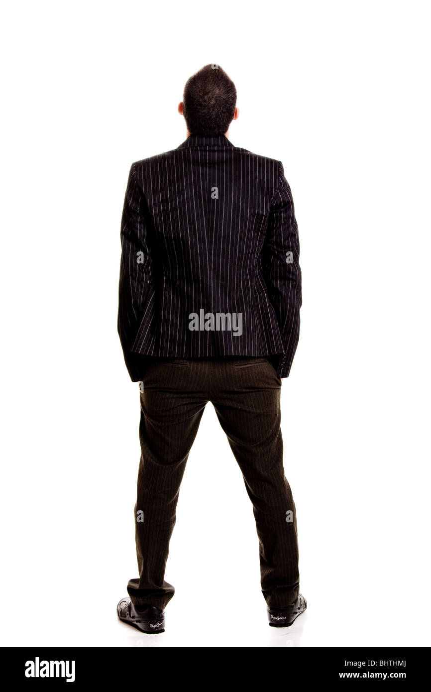 Back view of a businessman, isolated on white background Stock Photo ...