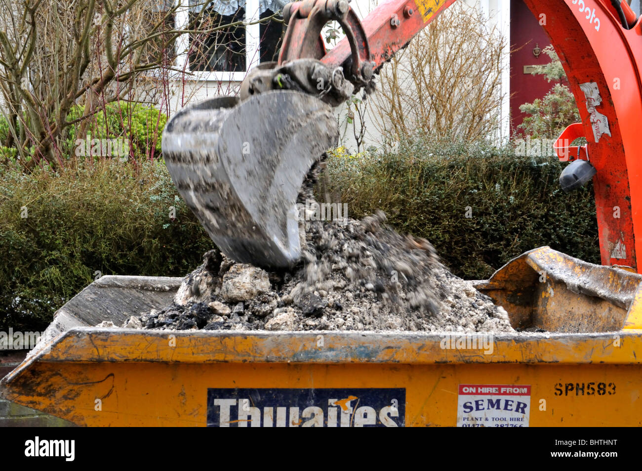 Digging up the pavement to replace gas pipe Stock Photo - Alamy