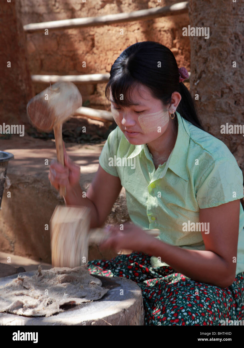 Myanmar, Burma, Pindaya, paper making workshop, handicraft, Shan State ...